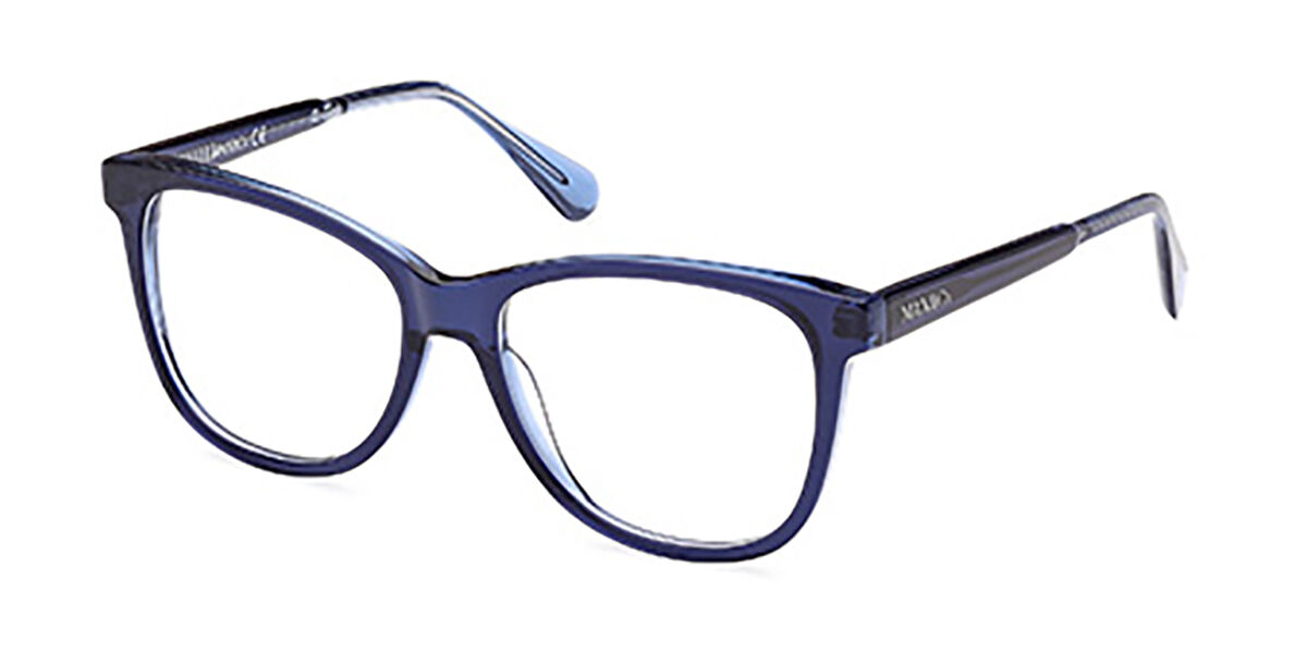 Max & Co. MO5075 092 Eyeglasses in Transparent Blue | SmartBuyGlasses USA