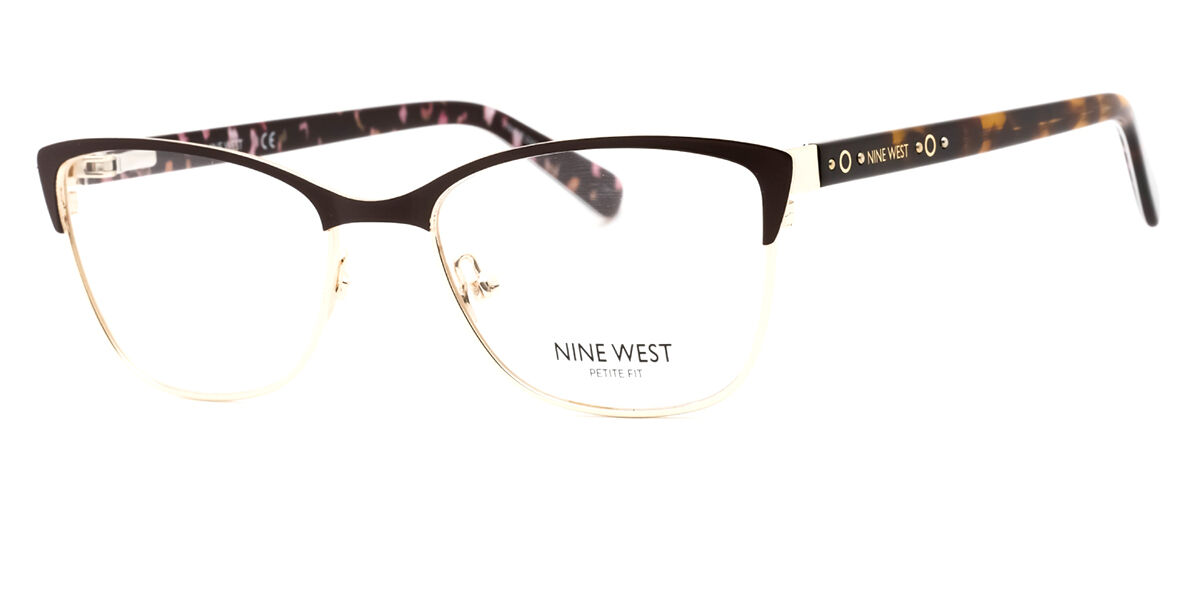 Nine West NW8011 200 Cat Eye Satin Solid Brown On Gold Eyeglasses ...