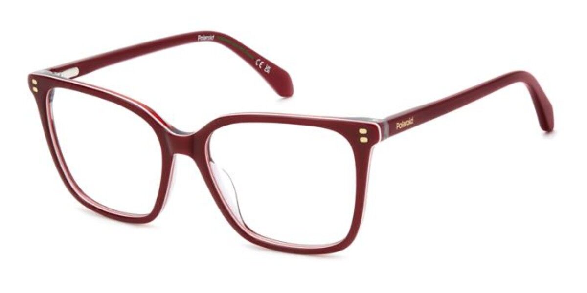 Polaroid PLD D606 C9A Square Red On Double Laminate Frame Eyeglasses ...