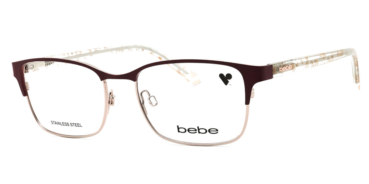 Bebe BB5190 610 Rectangle Burgundy On Rose Gold Frame Eyeglasses ...