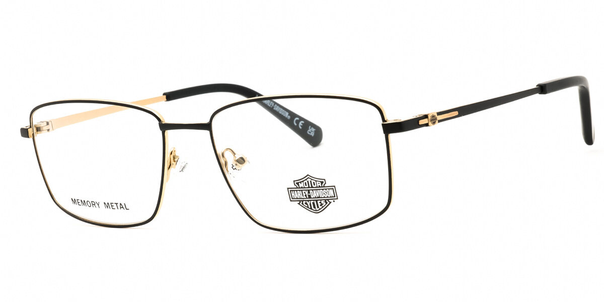Harley Davidson HD50027 005 Rectangle Black On Gold Frame Eyeglasses ...