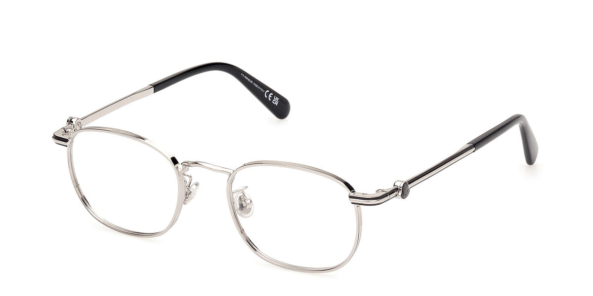Moncler ML5203-H 016 Eyeglasses in Shiny Palladium Silver | SmartBuyGlasses USA