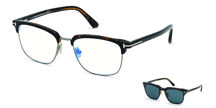 Tom Ford FT5683-B Blue-Light Block with Clip-On 001 Eyeglasses in Shiny ...