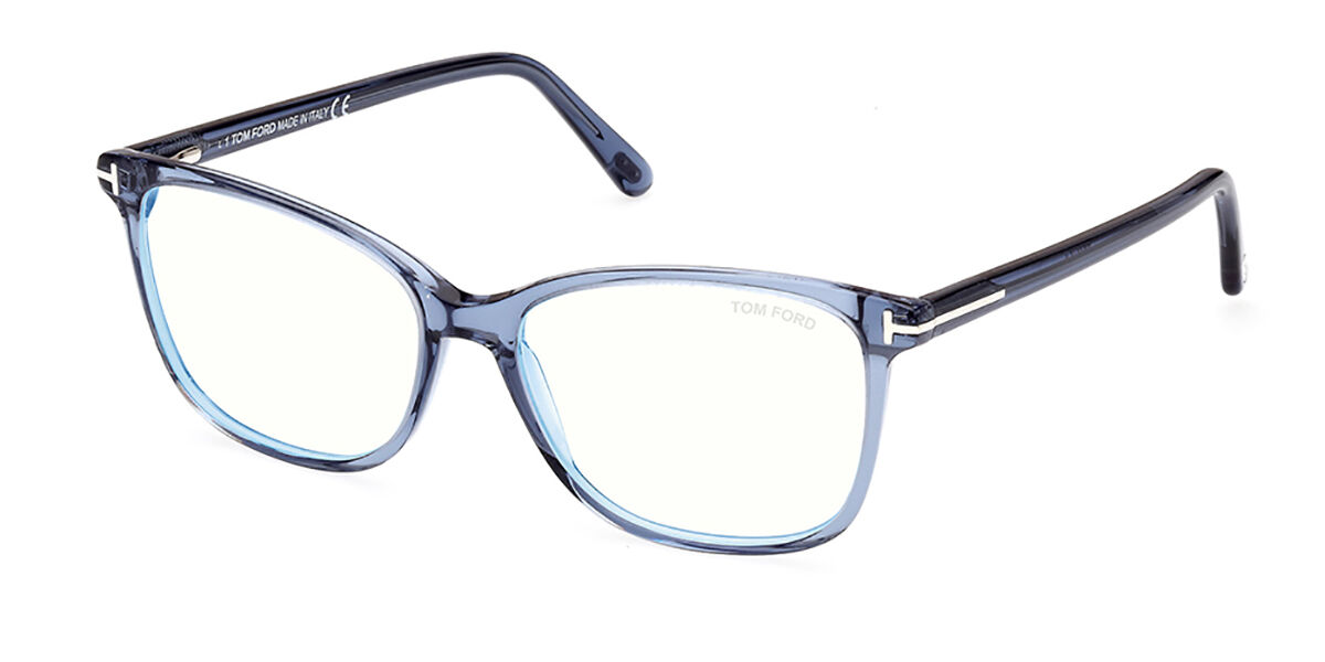 Tom Ford FT5842-B Blue-Light Block 090 Eyeglasses in Transparent Blue ...