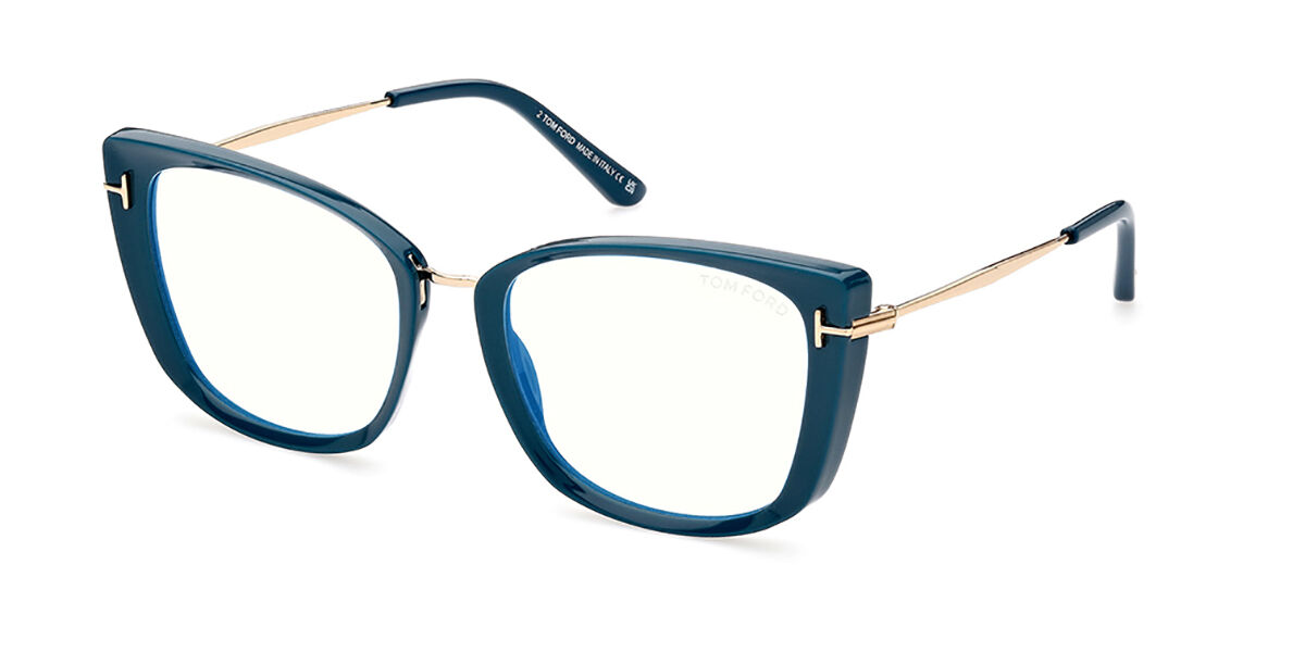 Tom Ford FT5816-B Blue-Light Block 089 Eyeglasses in Turquoise Blue ...