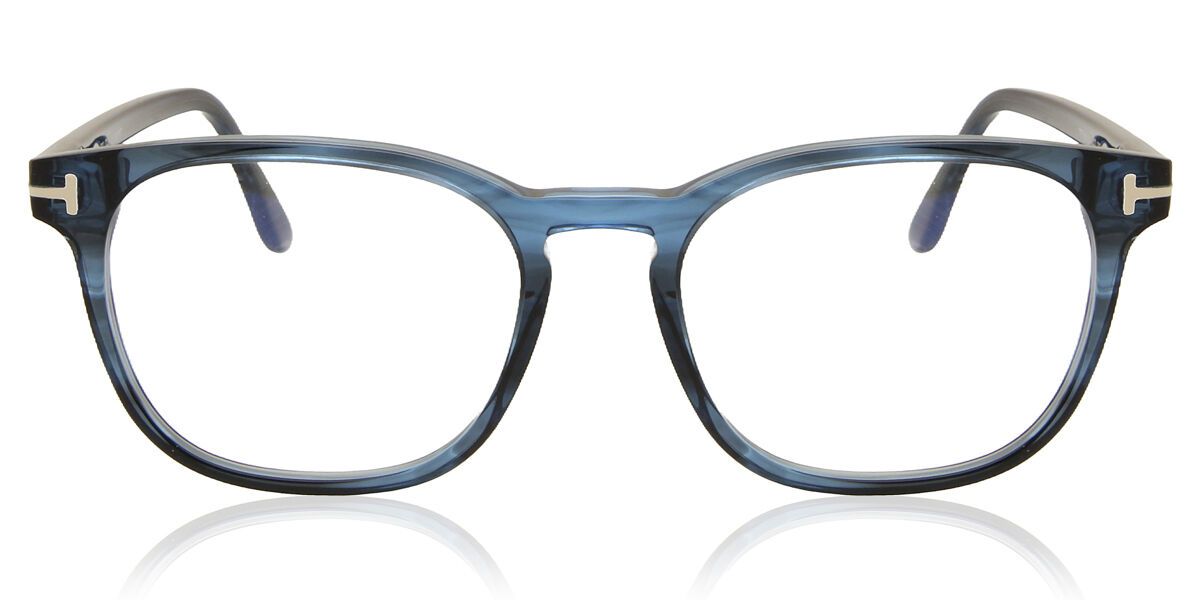 Tom Ford FT5868-B Blue-Light Block 092 Glasses Transparent Striped Blue ...