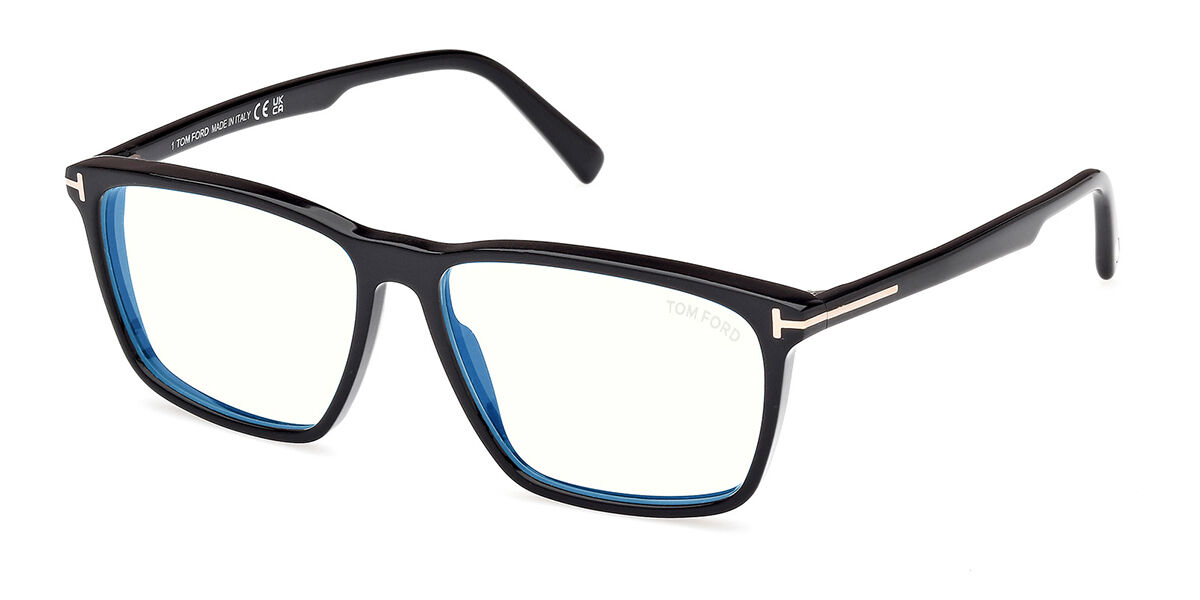 Tom Ford FT5959-B Blue-Light Block 001 Eyeglasses in Shiny Black ...