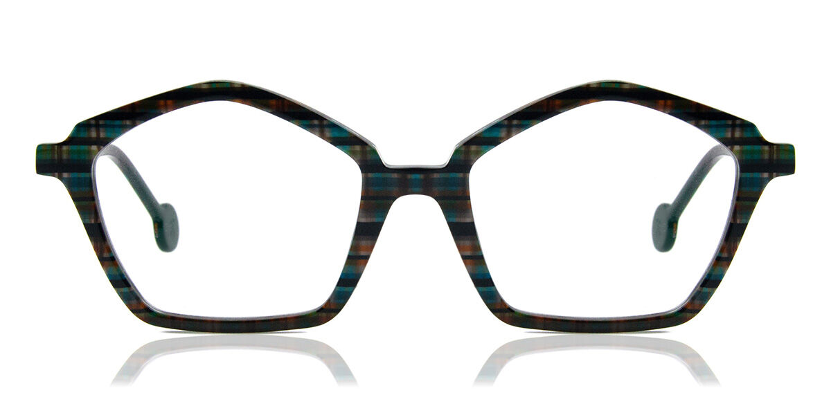 LA Eyeworks Whirly Bird 607 Eyeglasses in Brown Green Checkered ...