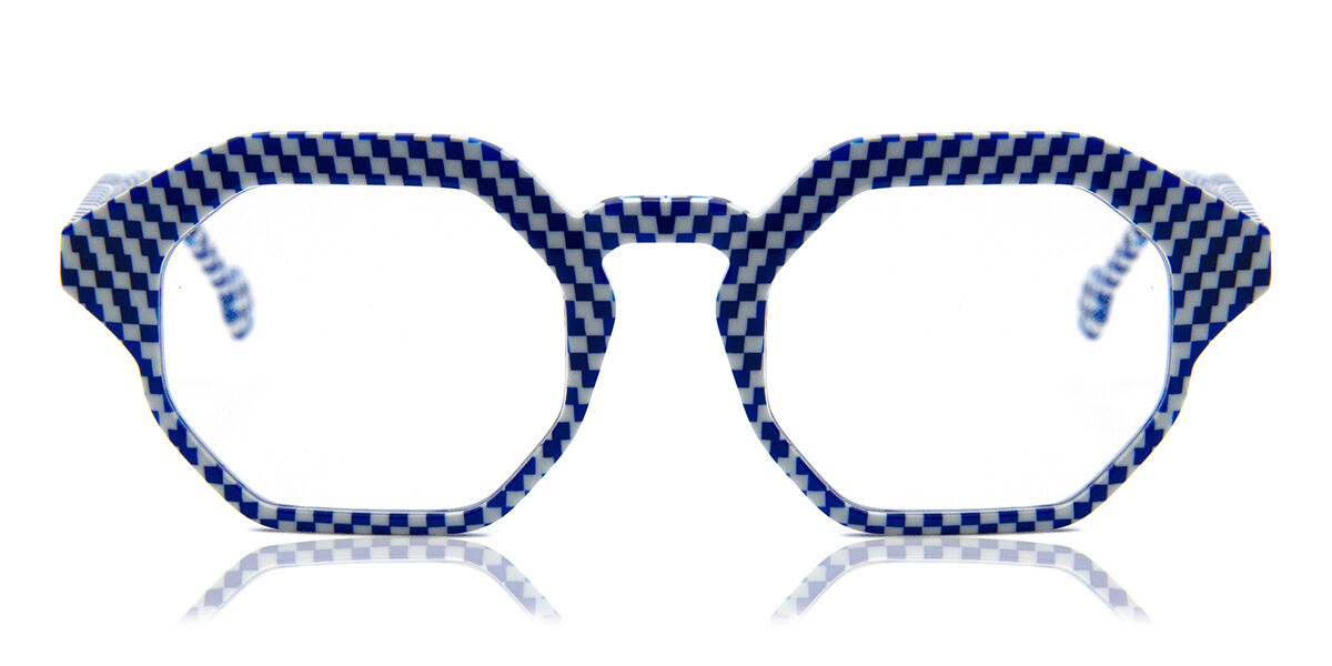 LA Eyeworks Rye 904 Glasses Blue Checkered Pattern | VisionDirect Australia
