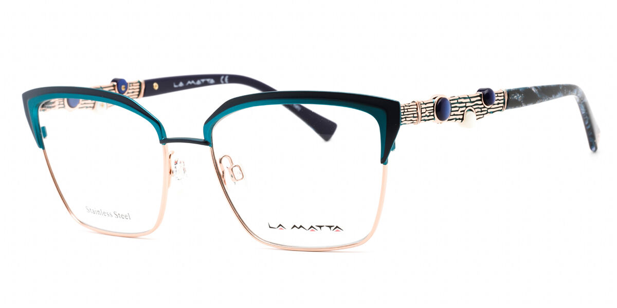 La Matta LMV3305 C3 Eyeglasses in Black Turquoise Blue/Gold ...