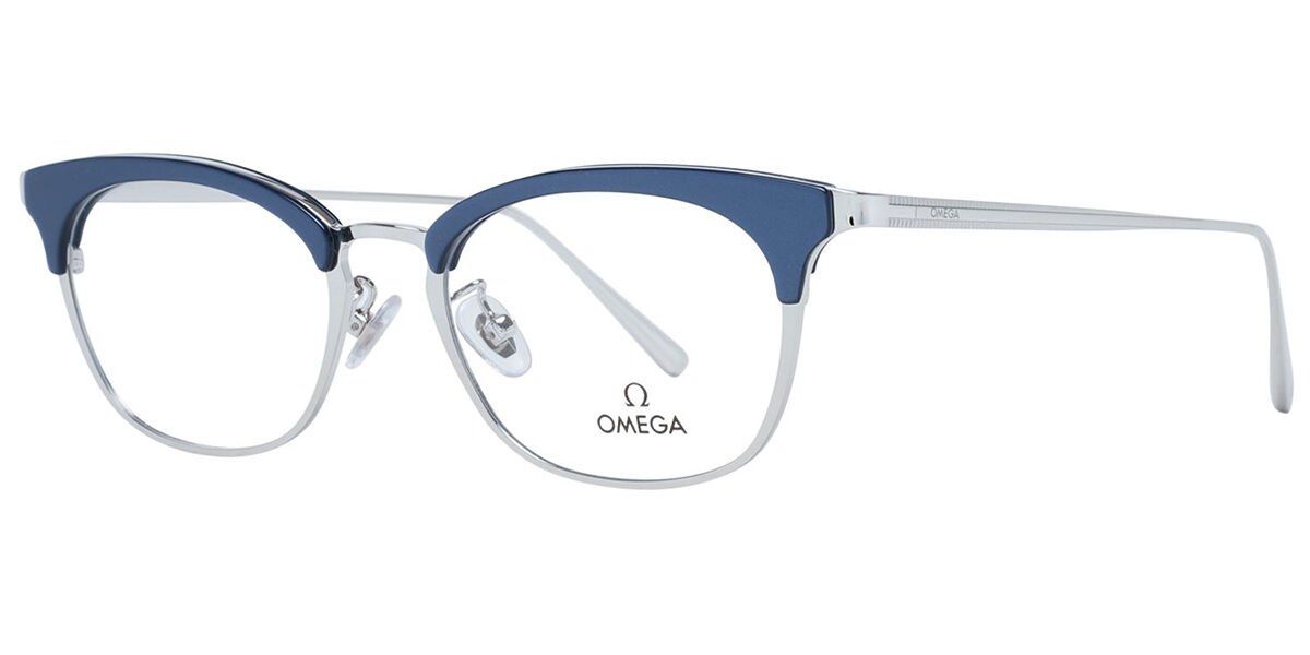 Omega OM5009-H 090 Eyeglasses in Aegean Blue/Silver | SmartBuyGlasses USA