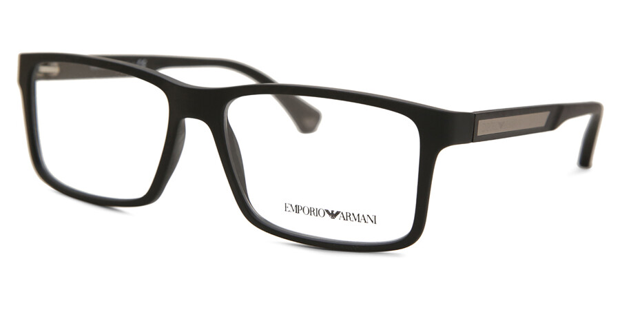Emporio Armani EA3038 5063 Rectangle Black Rubber Eyeglasses | Vision ...