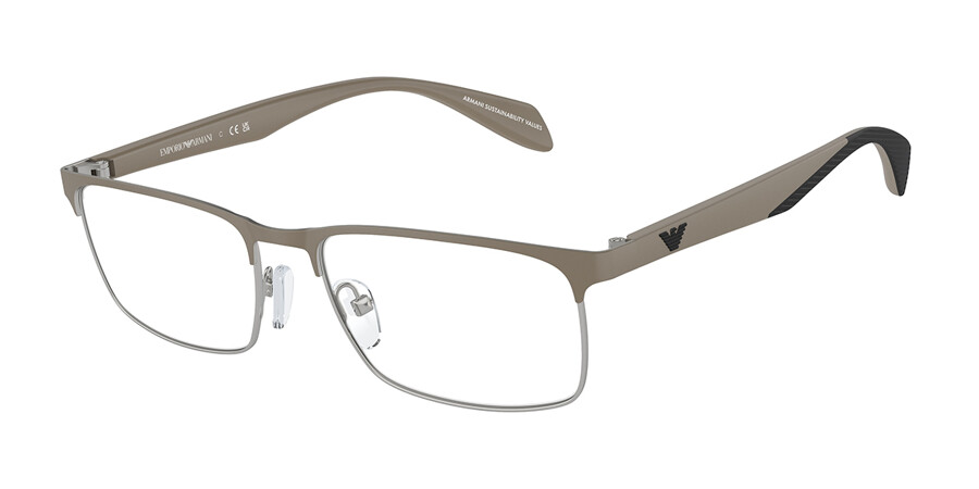 Emporio Armani EA1149 3369 Eyeglasses in Brown on Matte Silver ...