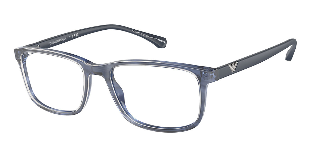 Emporio Armani EA3098 6054 Eyeglasses in Transparent Striped Blue ...
