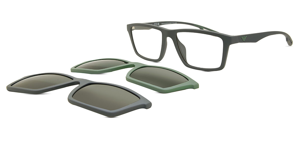 Emporio Armani EA4189U with Clip-On 50611W Rectangle Matte Dark Grey ...