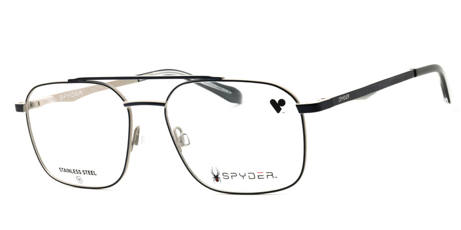 Spyder SP4038 414 Pilot Navy Blue On Ruthenium Silver Eyeglasses ...