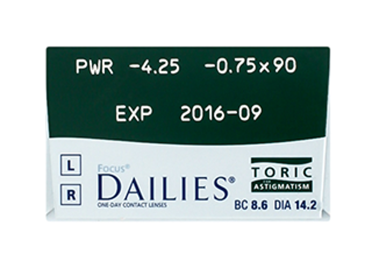 Focus Dailies Toric 30 Pack Daily Disposable Contact Lenses ...