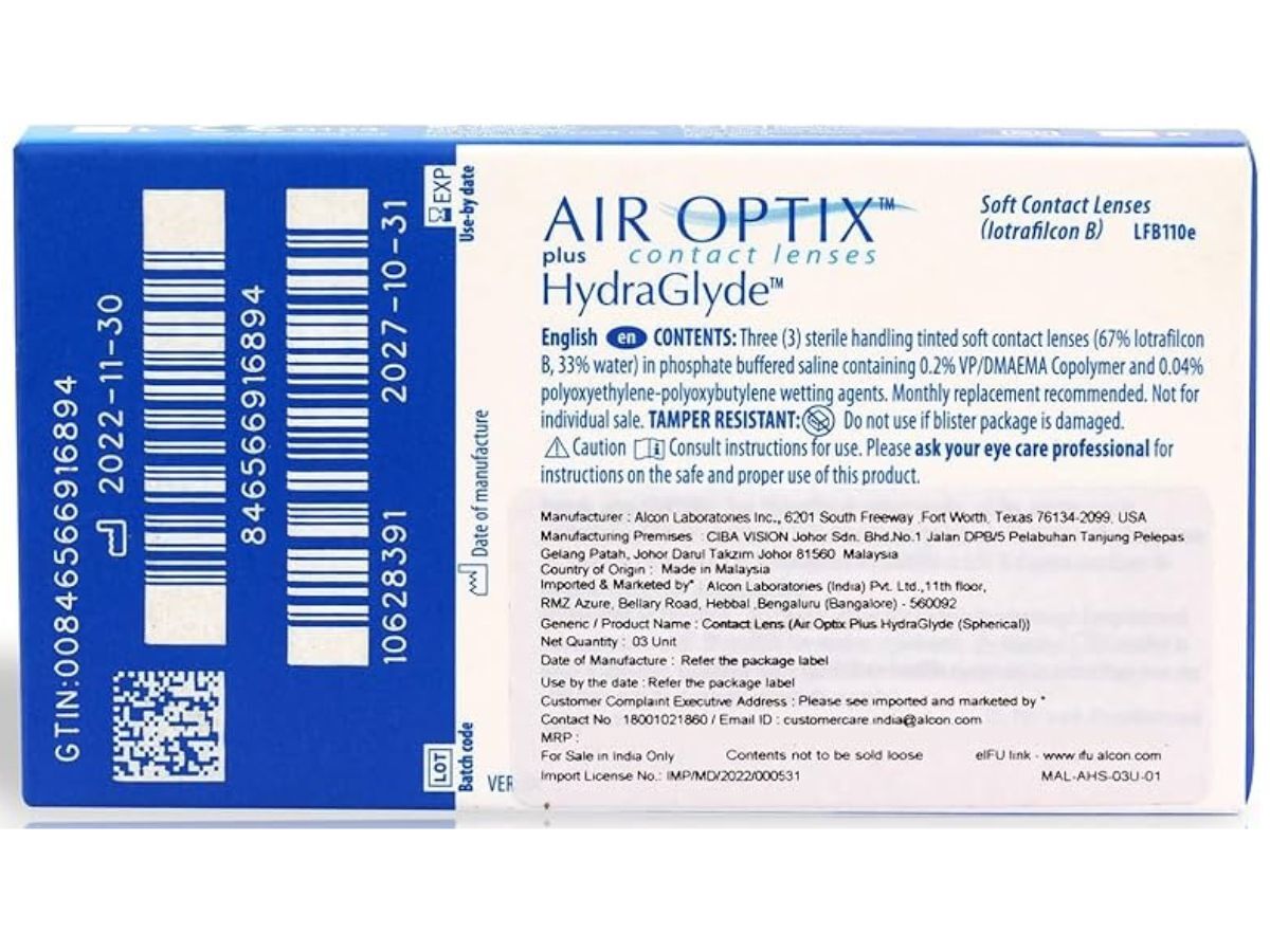 Air Optix plus HydraGlyde 6 Pack Monthly Disposable Contact Lenses ...